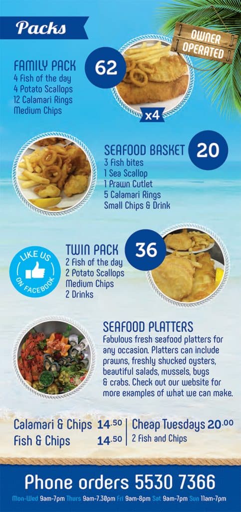 Fish and Chips Takeaway Menu - Fresh Coral Seafood